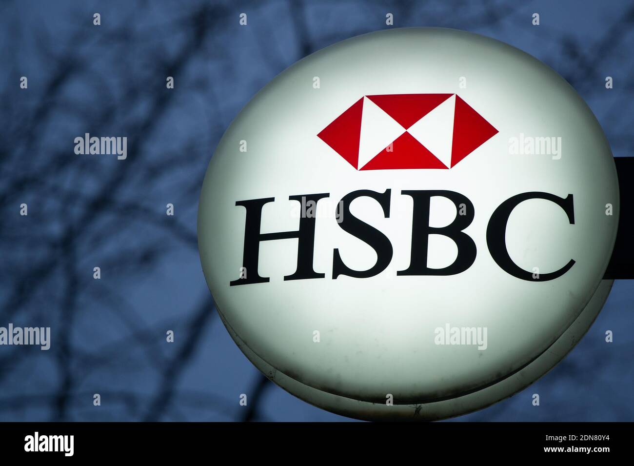 The logotype of the British bank HSBC is pictured in Paris, France ...