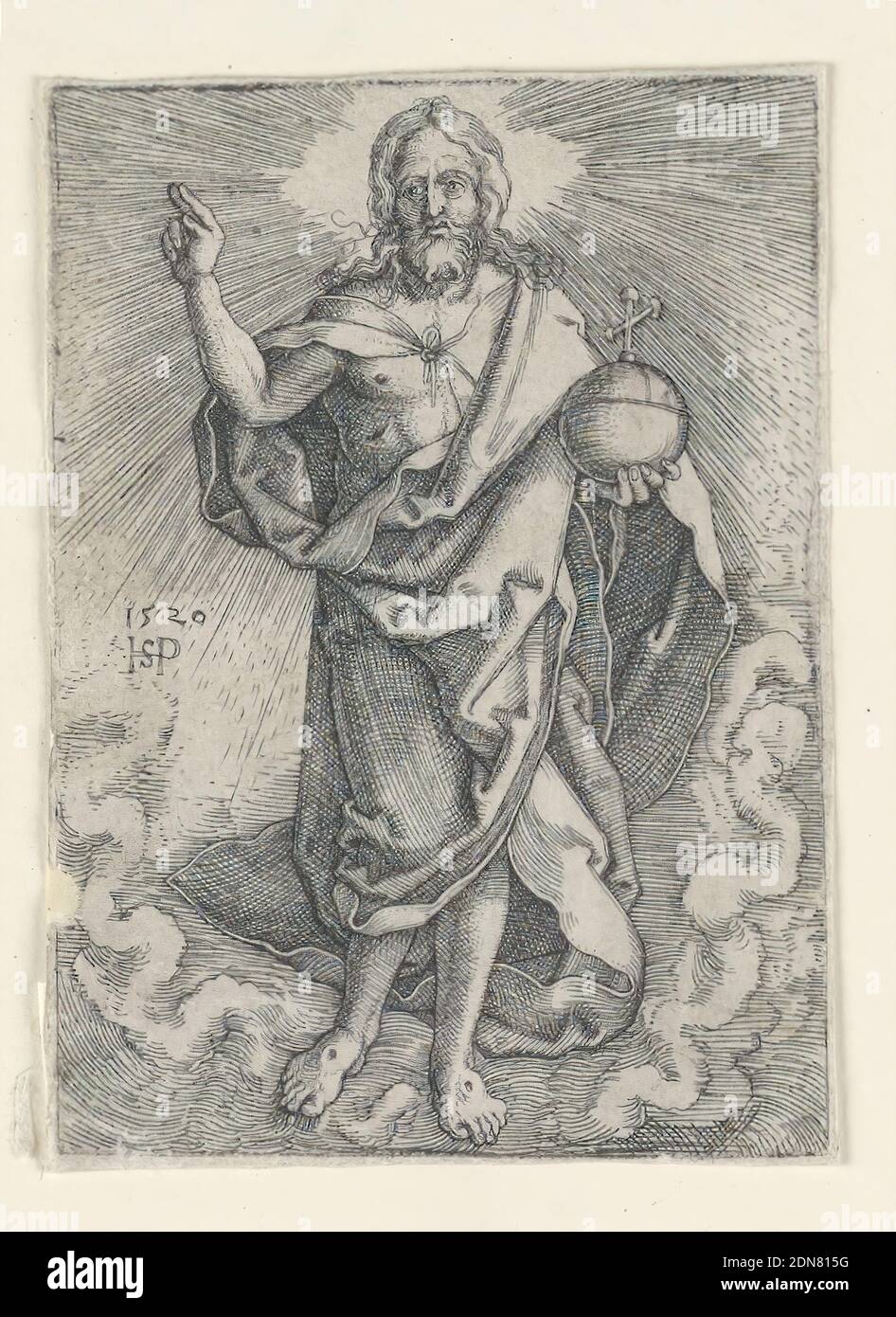 The Saviour, Hans Sebald Beham, German, 1500–1550, Engraving on laid paper, The figure of Christ ...