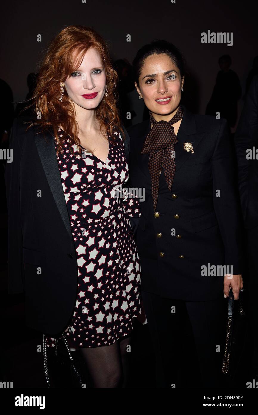 Jessica Chastain and Salma Hayek attending Saint Laurent Fall/Winter ...