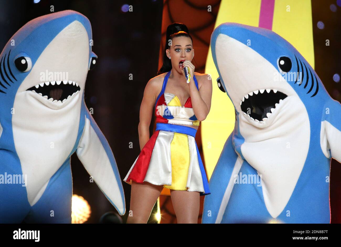 Katy Perry performs onstage during the Pepsi Super Bowl XLIX Halftime ...