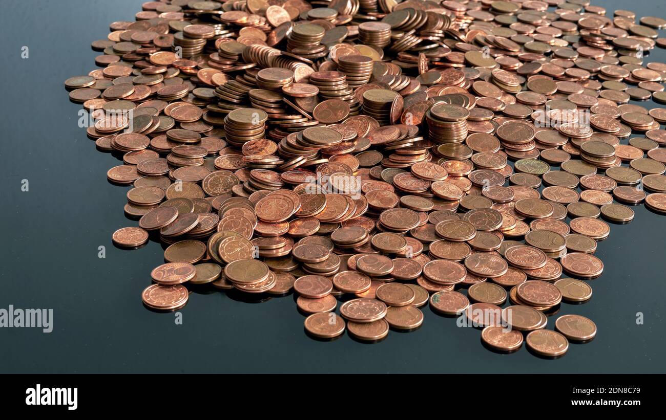 Euro cent copper coins background Stock Photo - Alamy