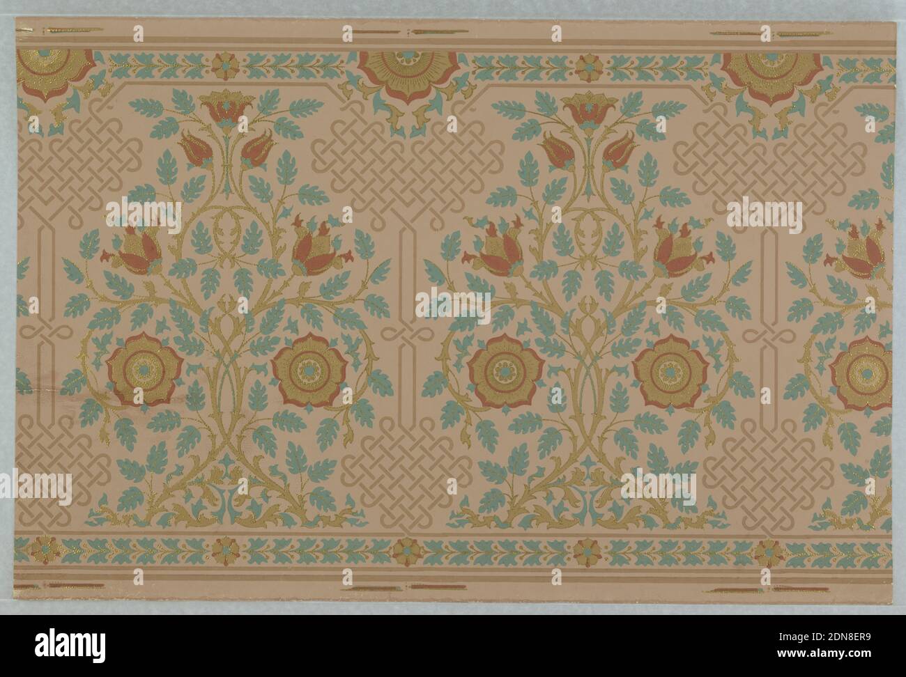 Frieze, Block-printed on paper, embossed, Aesthetic-style design. Three ...