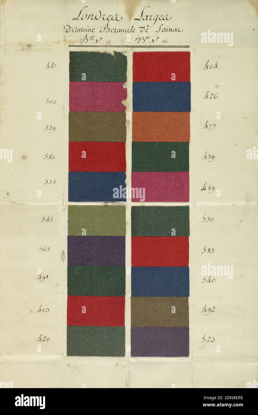 Sample sheet, Medium: paper and wool Technique: fulled plain weave ...