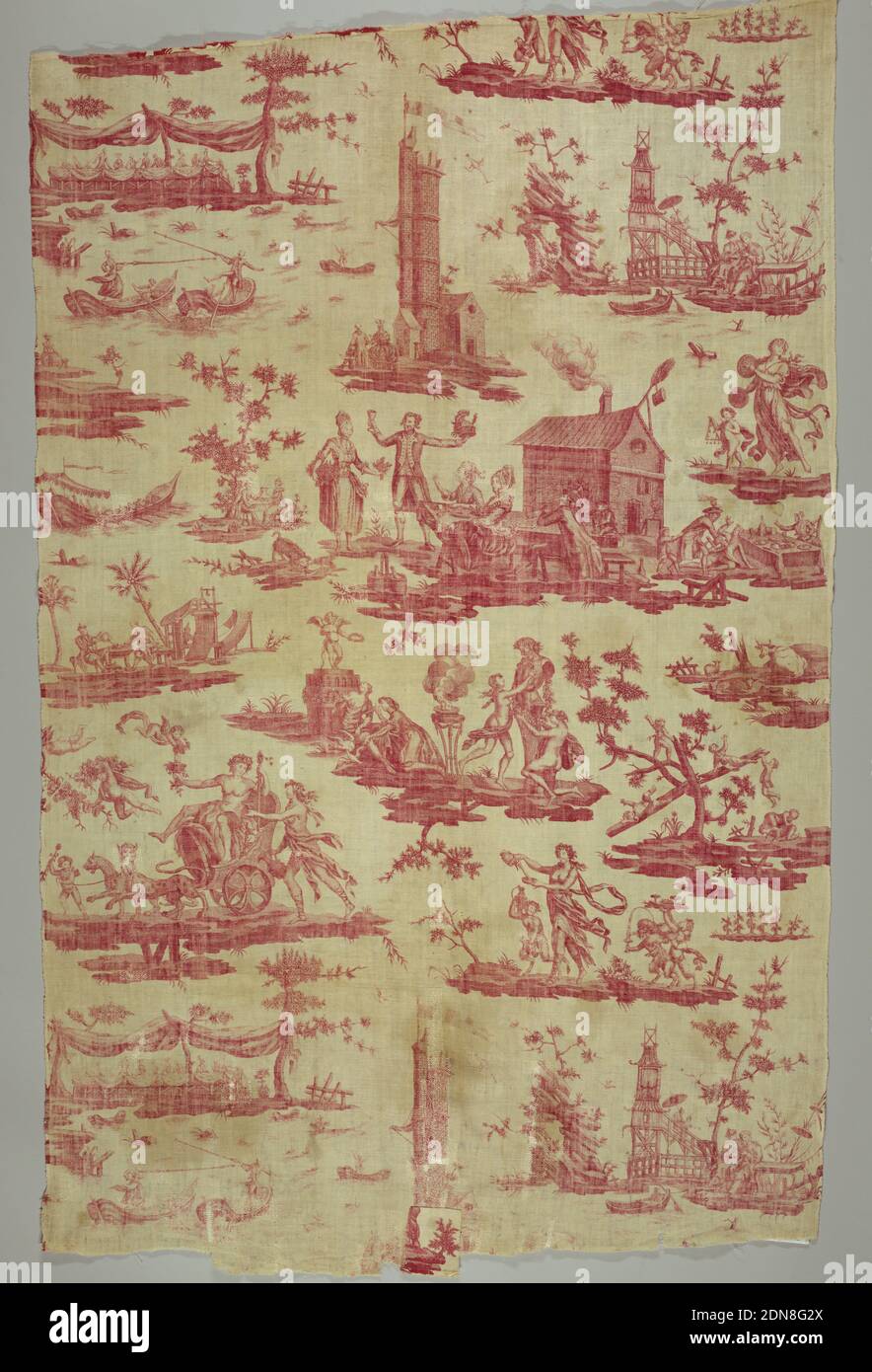 Textile, Medium: cotton Technique: printed by engraved copper plate on ...