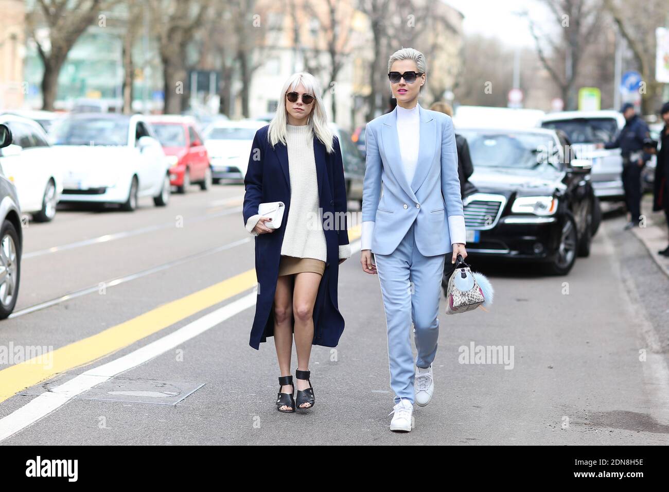 Street style, Courtney Trop and Linda Tol arriving at Fendi Fall-Winter ...