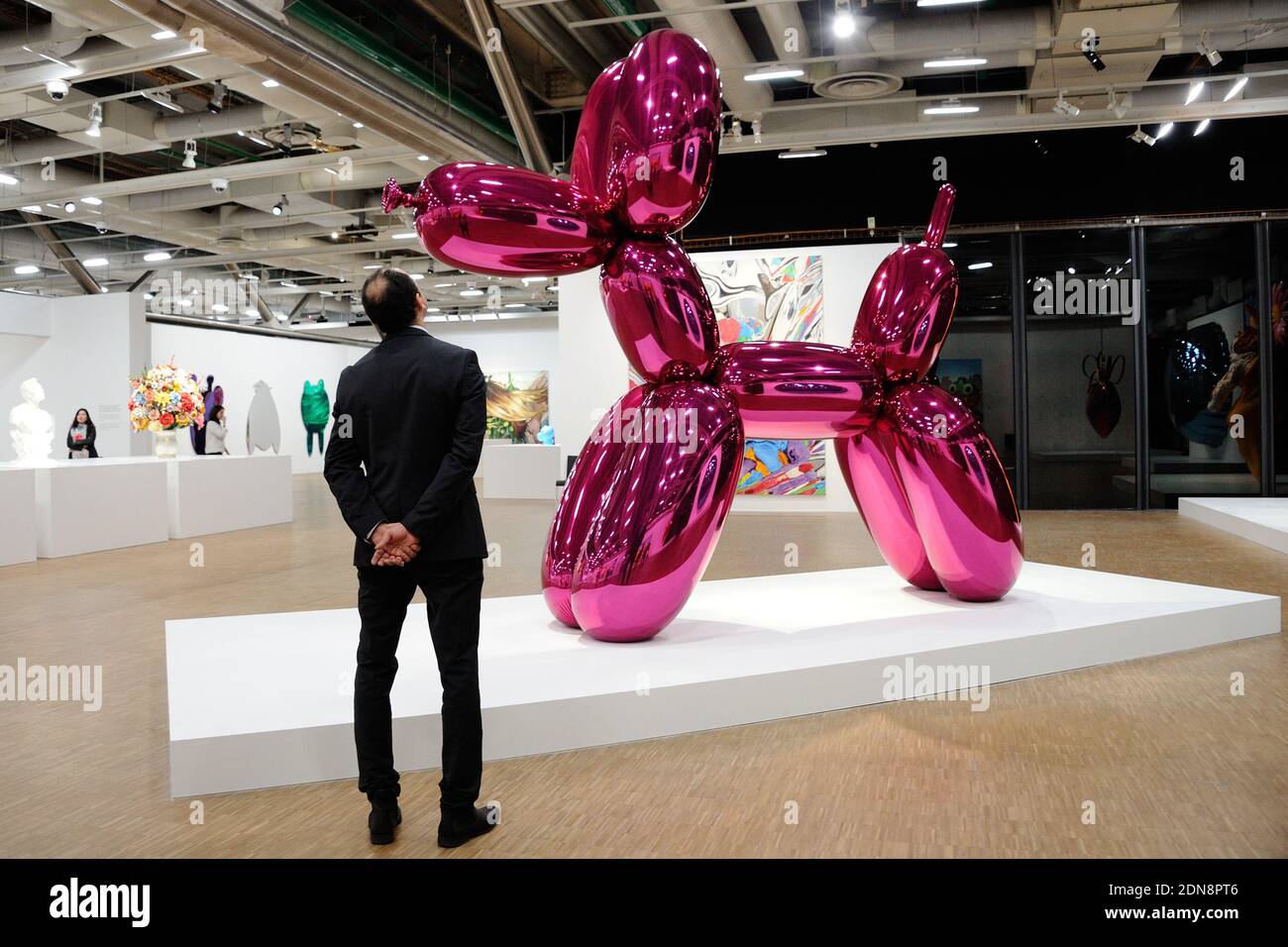 Artworks on display at the Jeff Koons exhibition a the Centre Georges ...