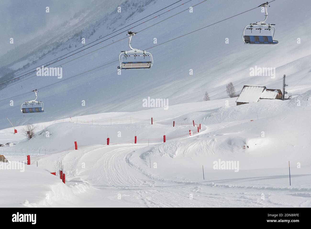 Skiing slopes from the top Stock Photo - Alamy