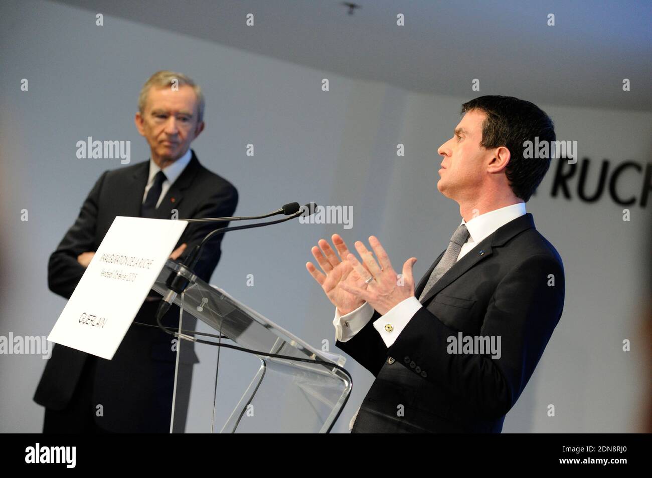 French Prime Minister Manuel Valls visits the Guerlain factory with the ...