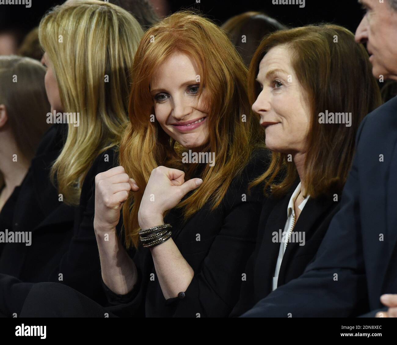 Jessica Chastain and Isabelle Huppert attending the Givenchy Fall ...