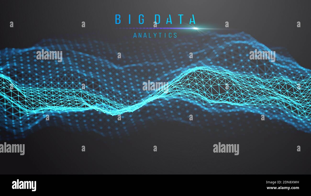 Blue abstract technology background. Vector data wave flow. Sound wave ...