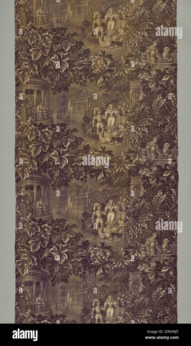 Textile, Medium: cotton Technique: printed by engraved copper plate on ...