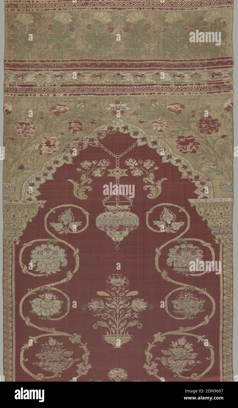 Textile, Medium: silk Technique: 3/1 twill patterned by continuous and ...