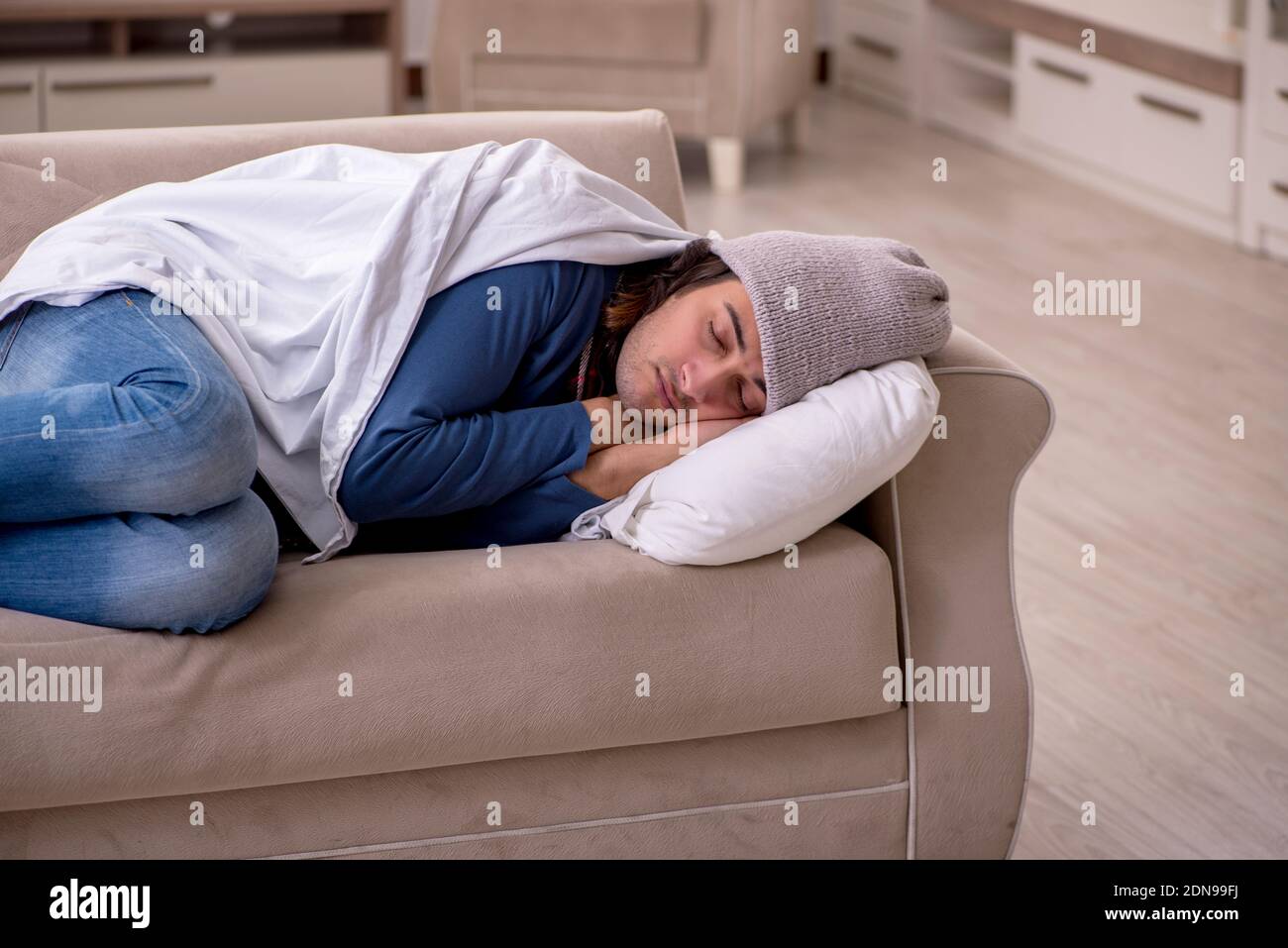 Sick man coughing asleep hi-res stock photography and images - Alamy