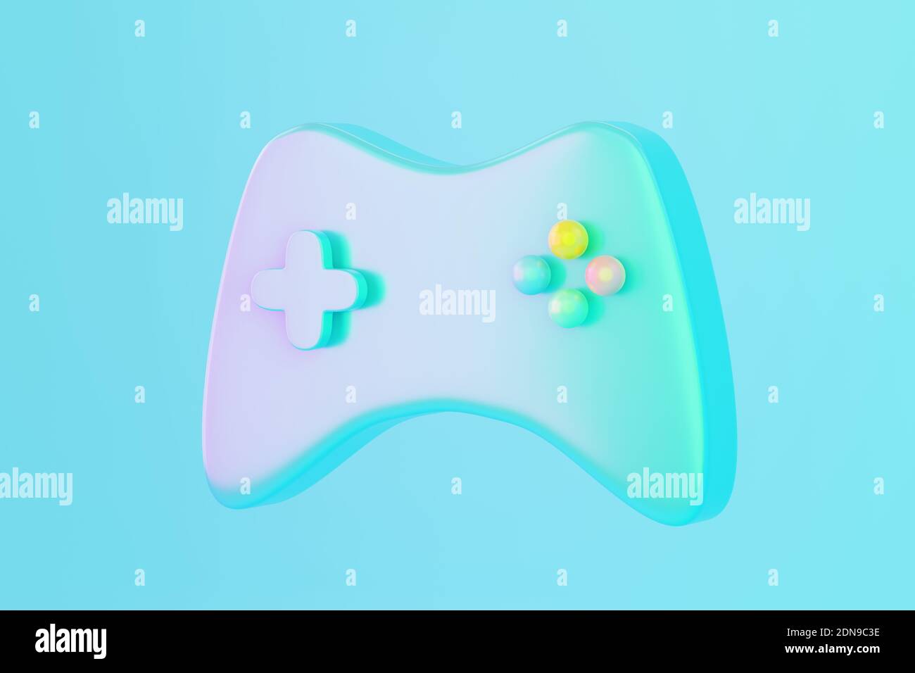 Cute minimalistic game joystick on blue background, computer gaming ...