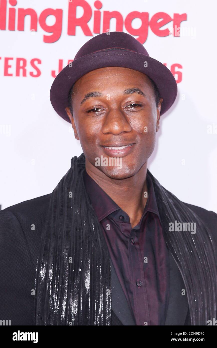 Singer Aloe Blacc attends the premiere of The Wedding Ringer at the the ...