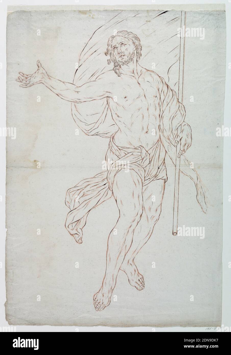 The Risen Christ, Chalk, pen and ink on paper, Contour drawing of ...