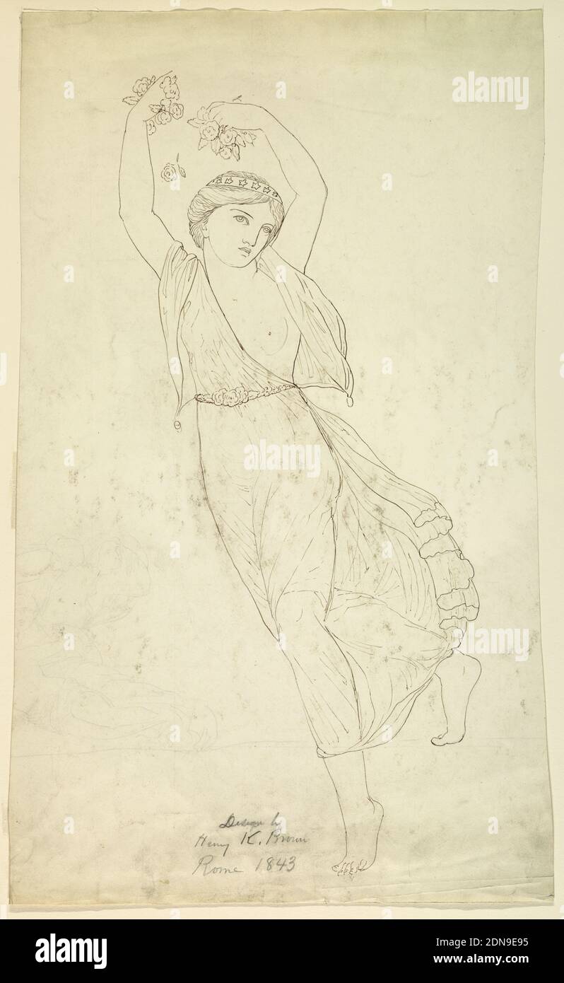 Classical Figure, Henry Kirke Brown, American, 1814–1886, Pen and ink ...