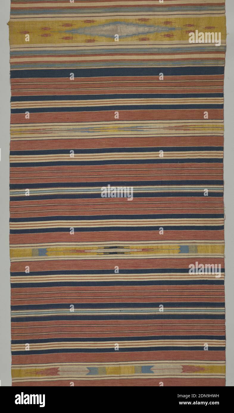 Textile, Medium: wool, metallic thread Technique: plain weave with ...