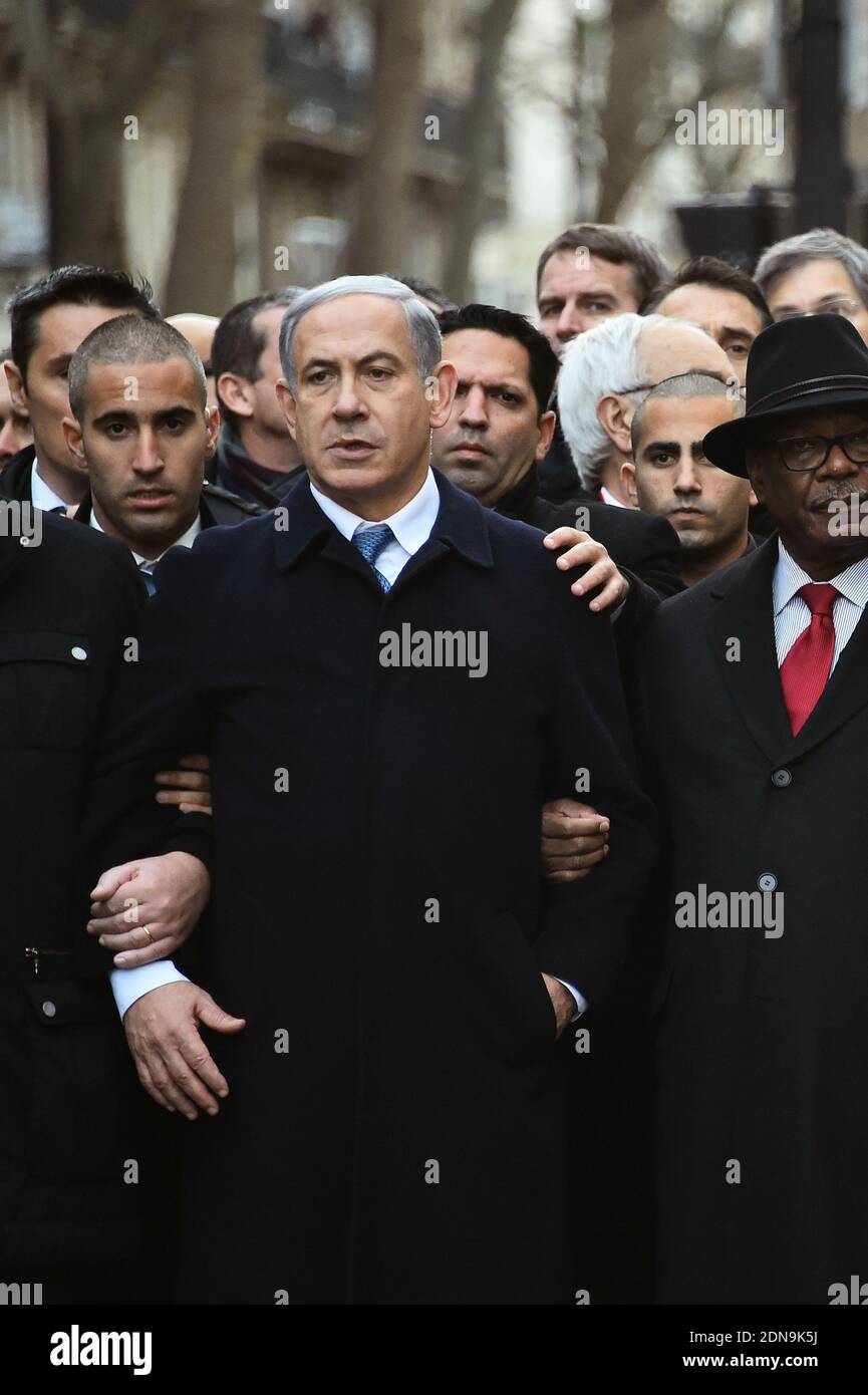 Israeli PM Benjamin Netanyahu during a silent march against terrorism ...
