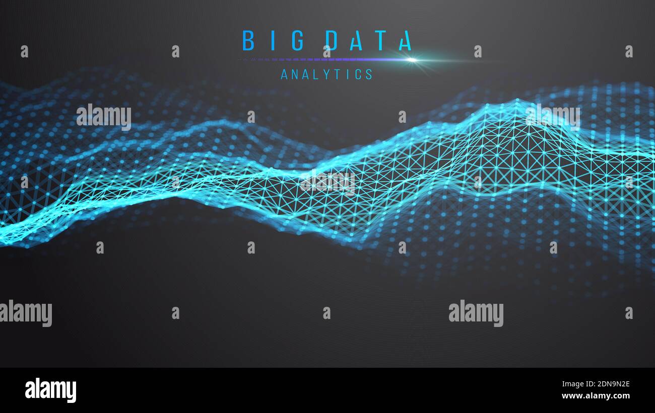 Blue abstract technology background. Vector data wave flow. Sound wave digital technology ...