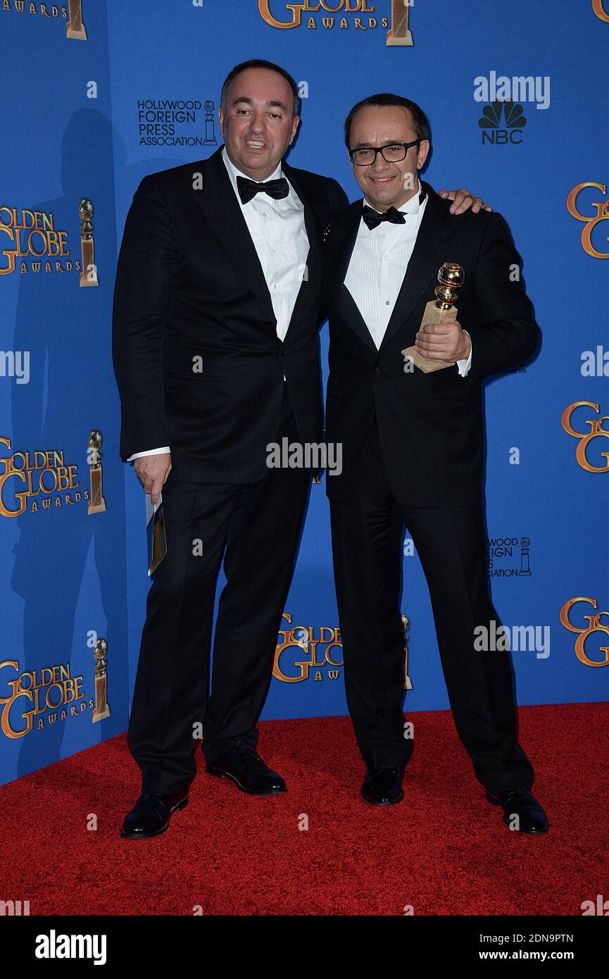 Alexander Rodnyansky and Andrey Zvyagintsev posing in the press room at ...