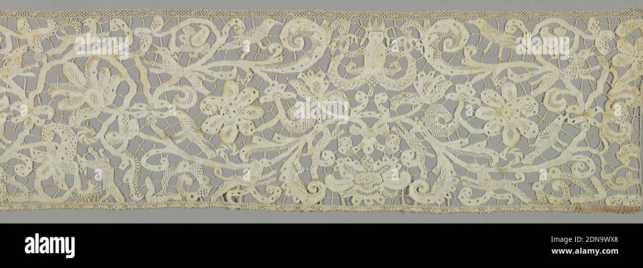 Border, Medium: linen Technique: bobbin lace, discontinuous tape ...