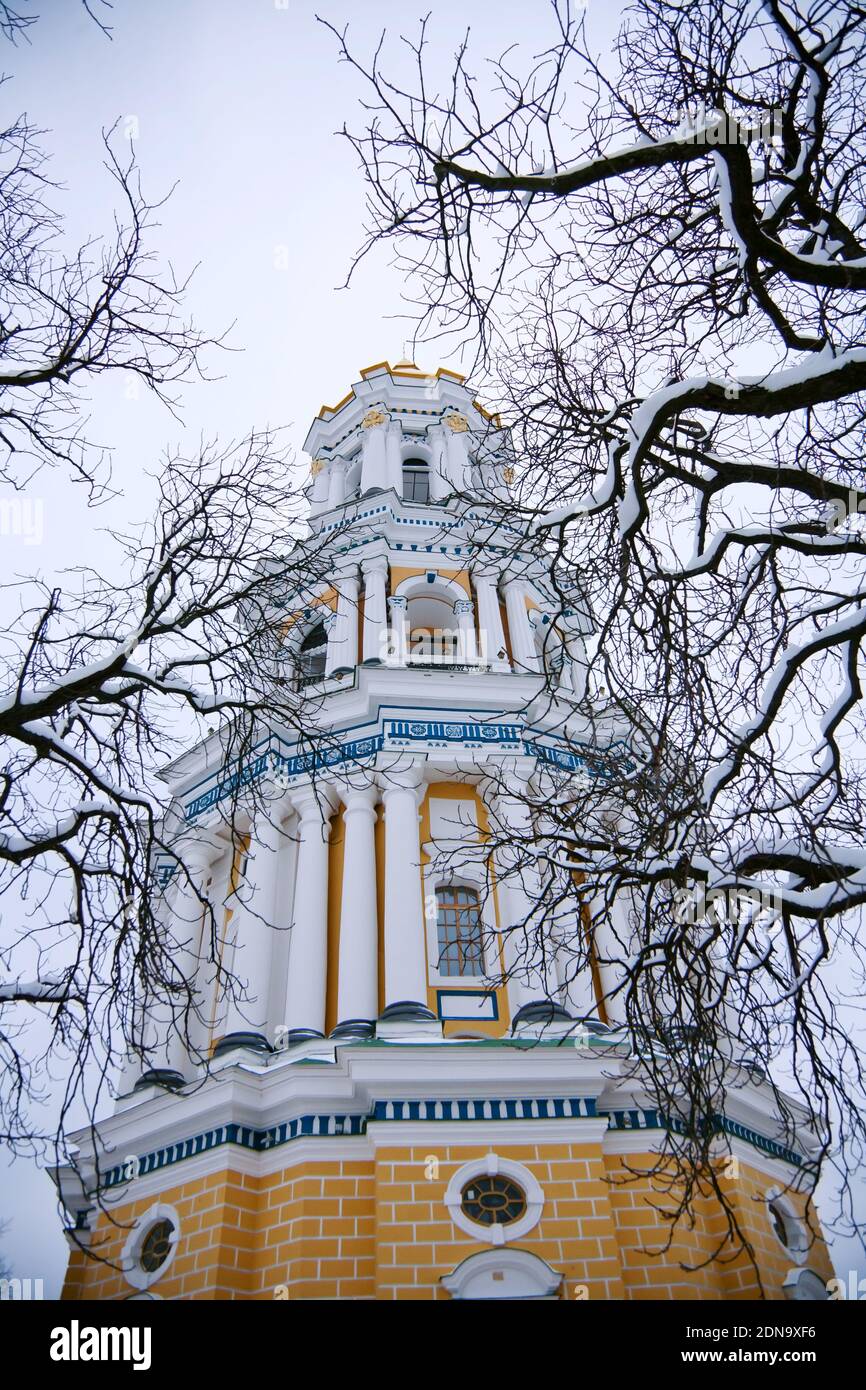 Orthodox church through tree branches Stock Photo - Alamy