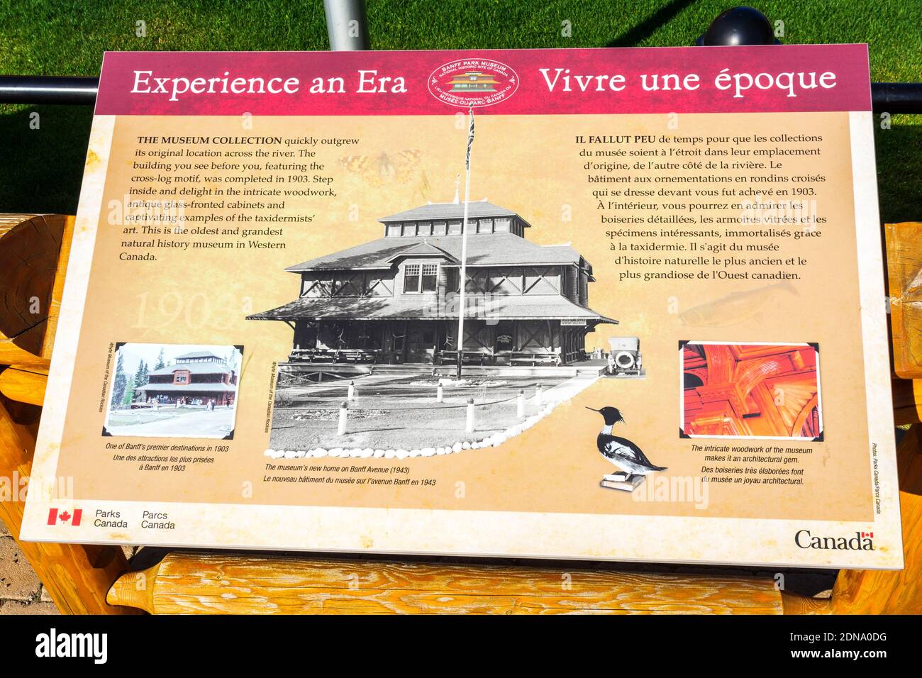 Interpretive sign at the Banff Museum, Banff National Park, Alberta ...