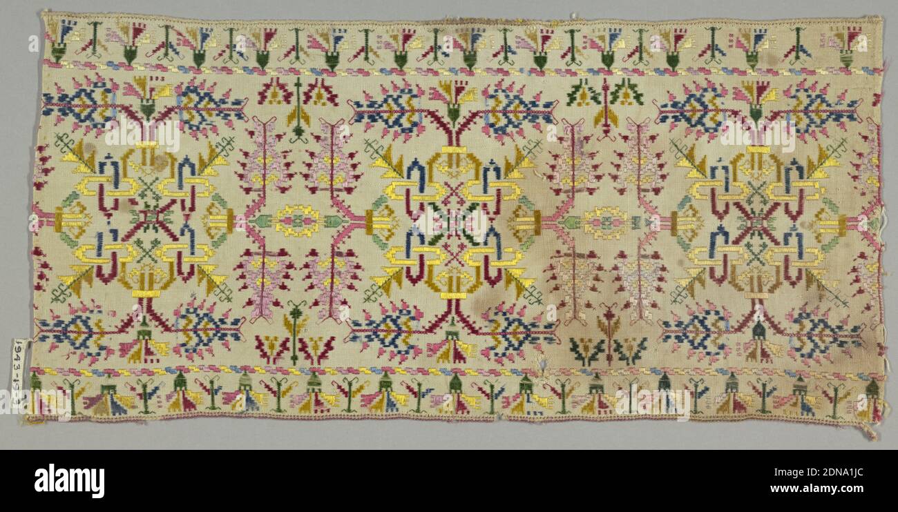 Band, Medium: silk embroidery on linen foundation Technique ...