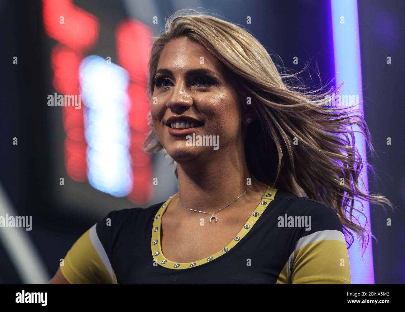 General view of a Matchroom Cheerleader on stage during day three of ...