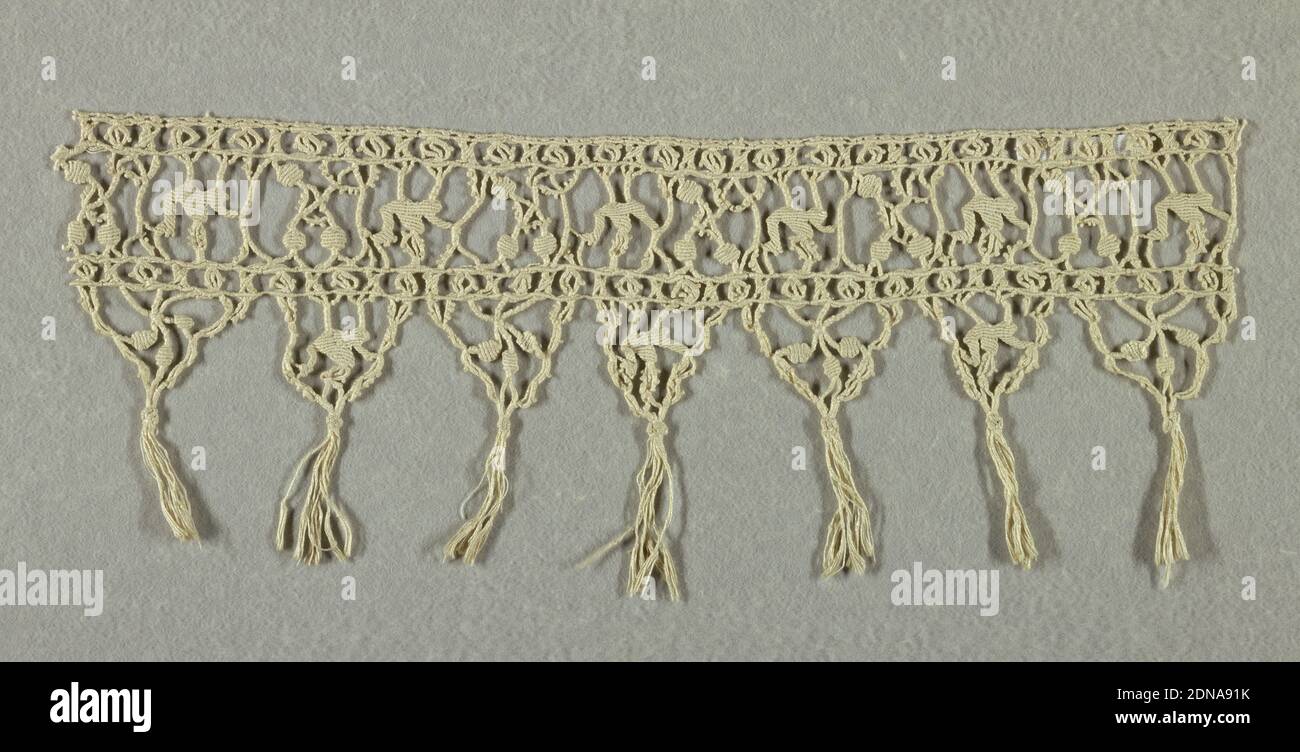 Border, Medium: linen Technique: knotting (macramé), Border with ...