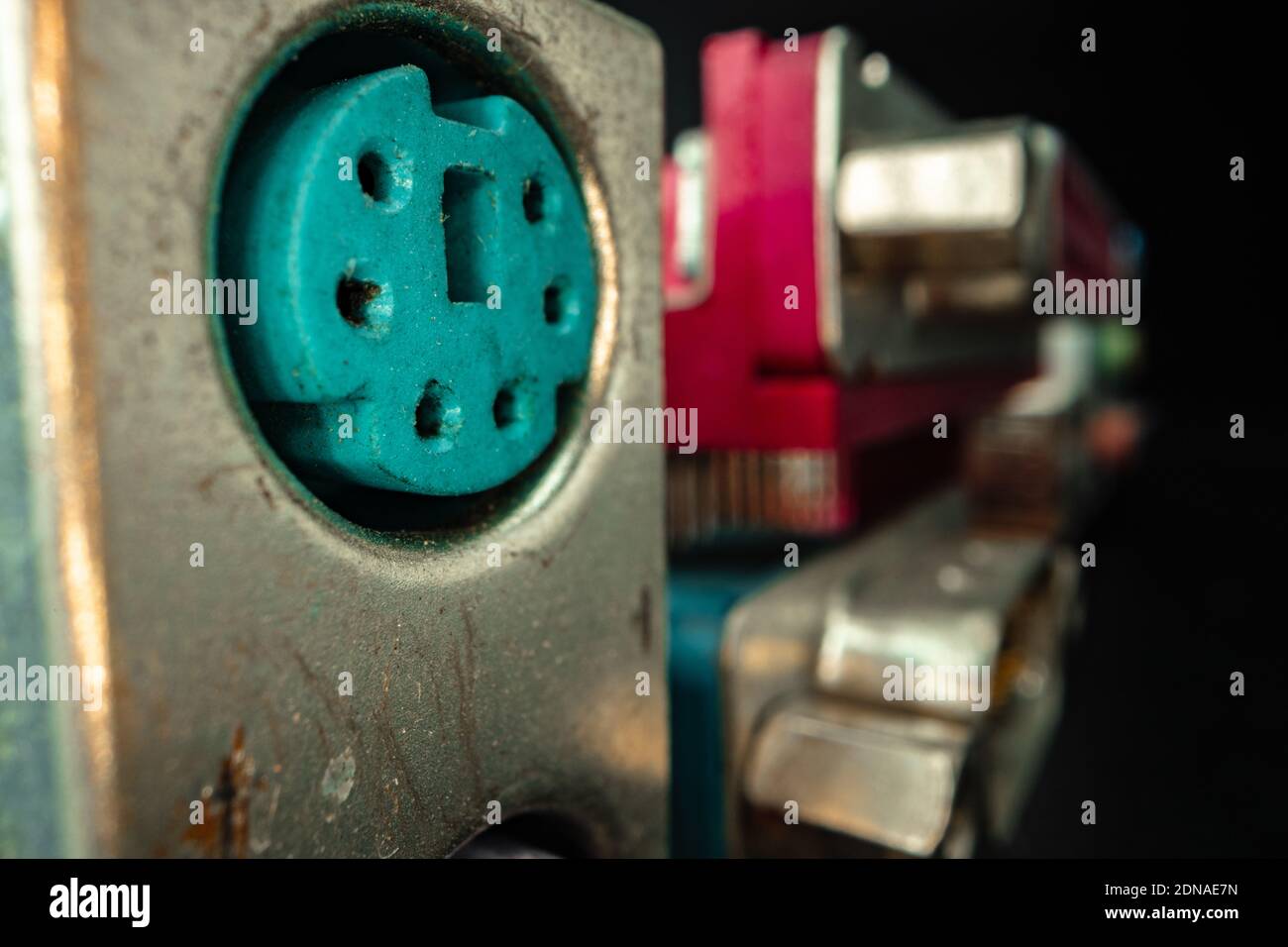 Ports and outputs at computer system unit macro Stock Photo - Alamy