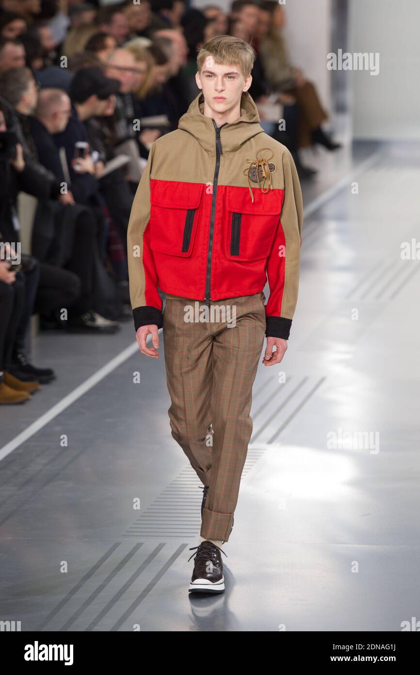 A model displays a creation by designer Kim Jones for Louis Vuitton ...