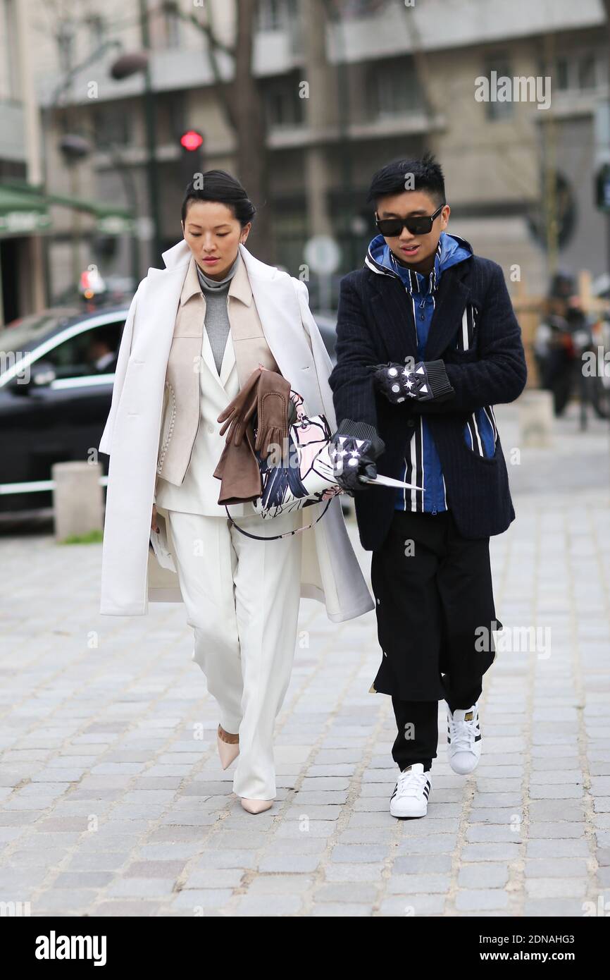 Street style, Tina Leung and Declan Chan arriving at Louis Vuitton Fall ...