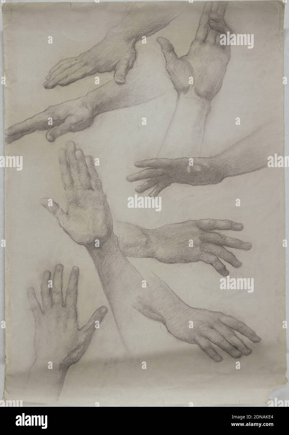 Studies of Hands, Edwin Howland Blashfield, American, 1848–1936 ...