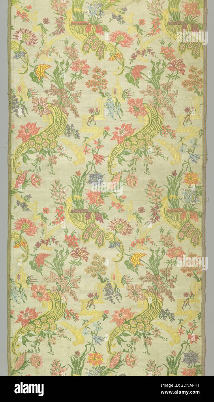 Textile, Medium: silk Technique: plain weave with supplementary weft ...