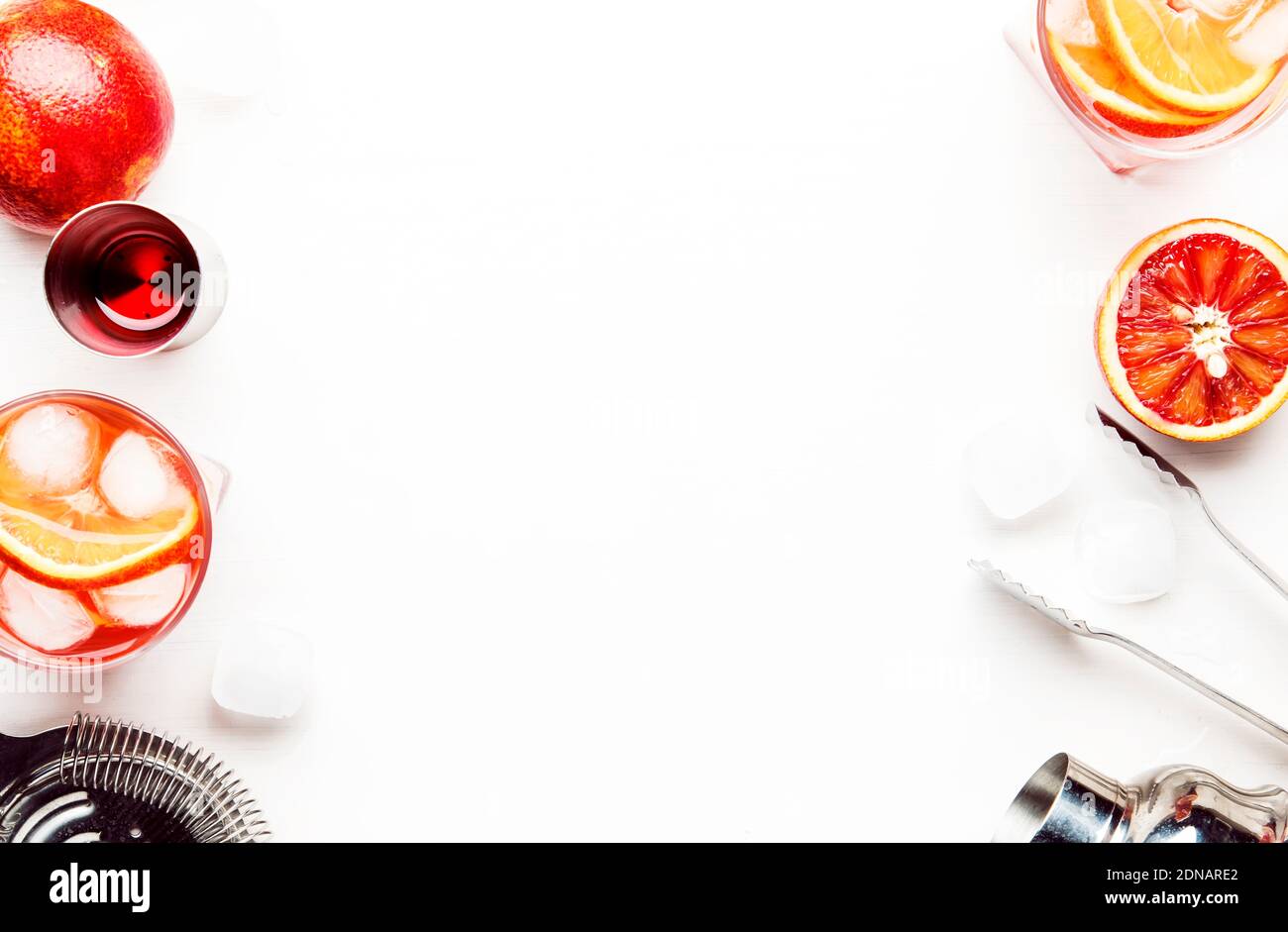 Trendy alcoholic cocktail Negroni with dry gin, red vermouth and red ...