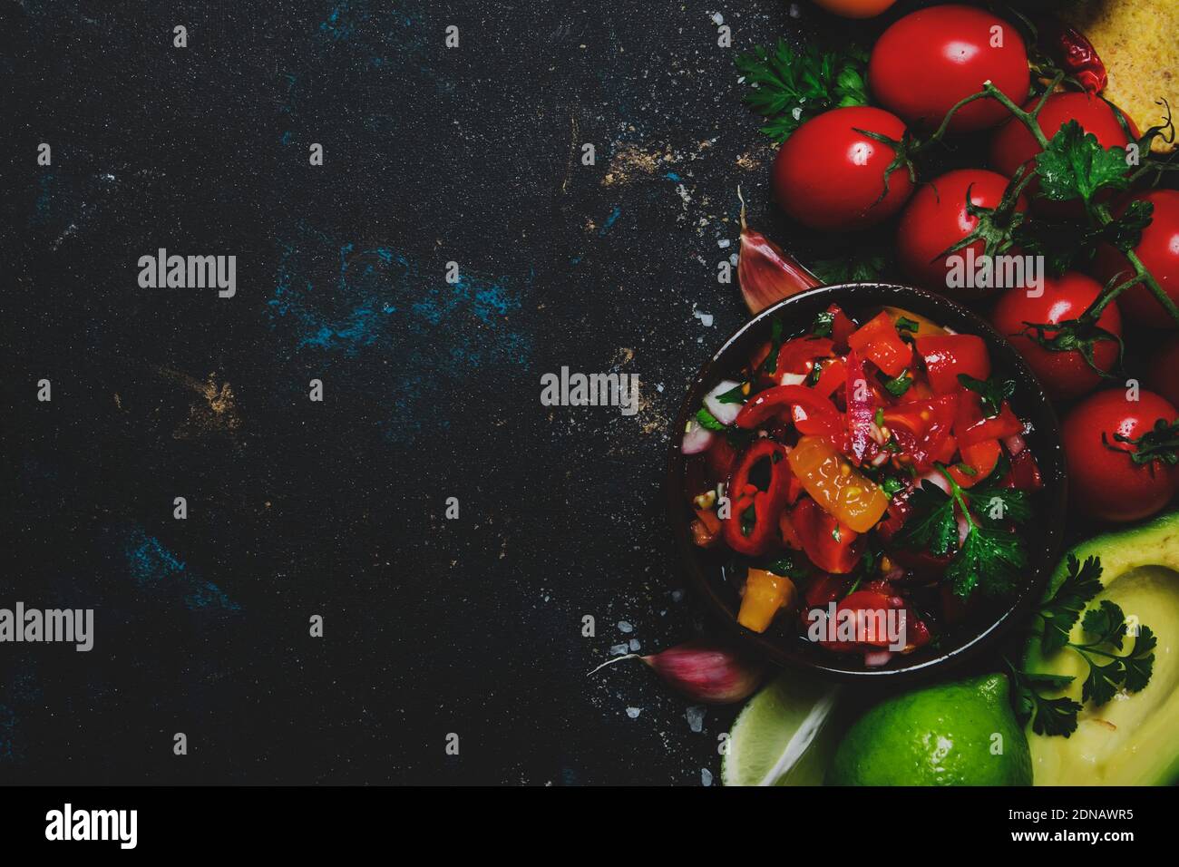 Tex-Mex Concept, Nachos, Salsa Sauce, Food Background, Top View Stock ...