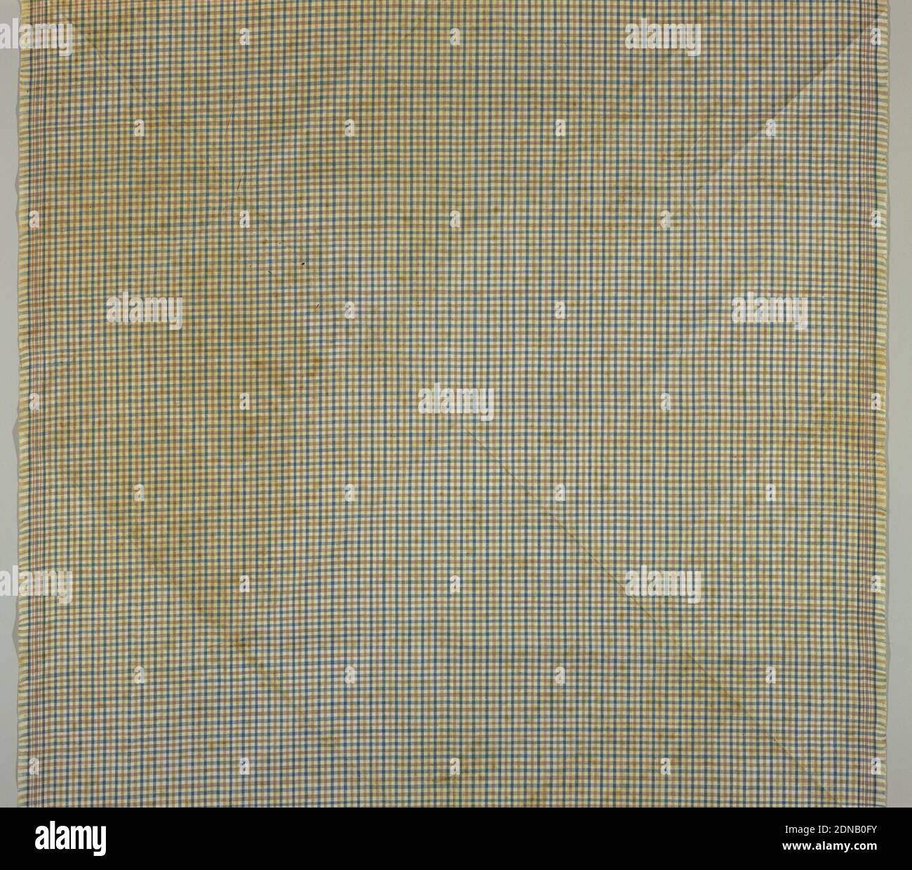 Textile, Medium: cotton Technique: plain weave, Gingham in blue, brown ...