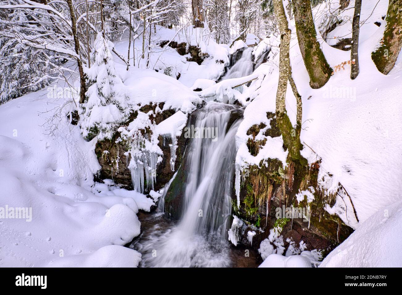 Winter Landscape Snow Waterfall Stock Photo - Alamy