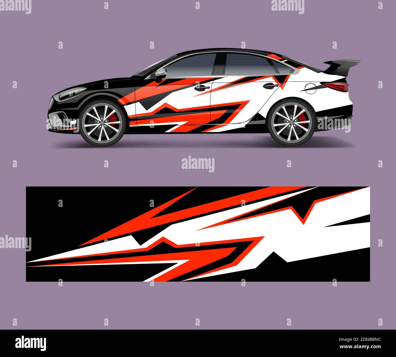 Racing car wrap with abstract stripe shapes for Company. Sport car ...