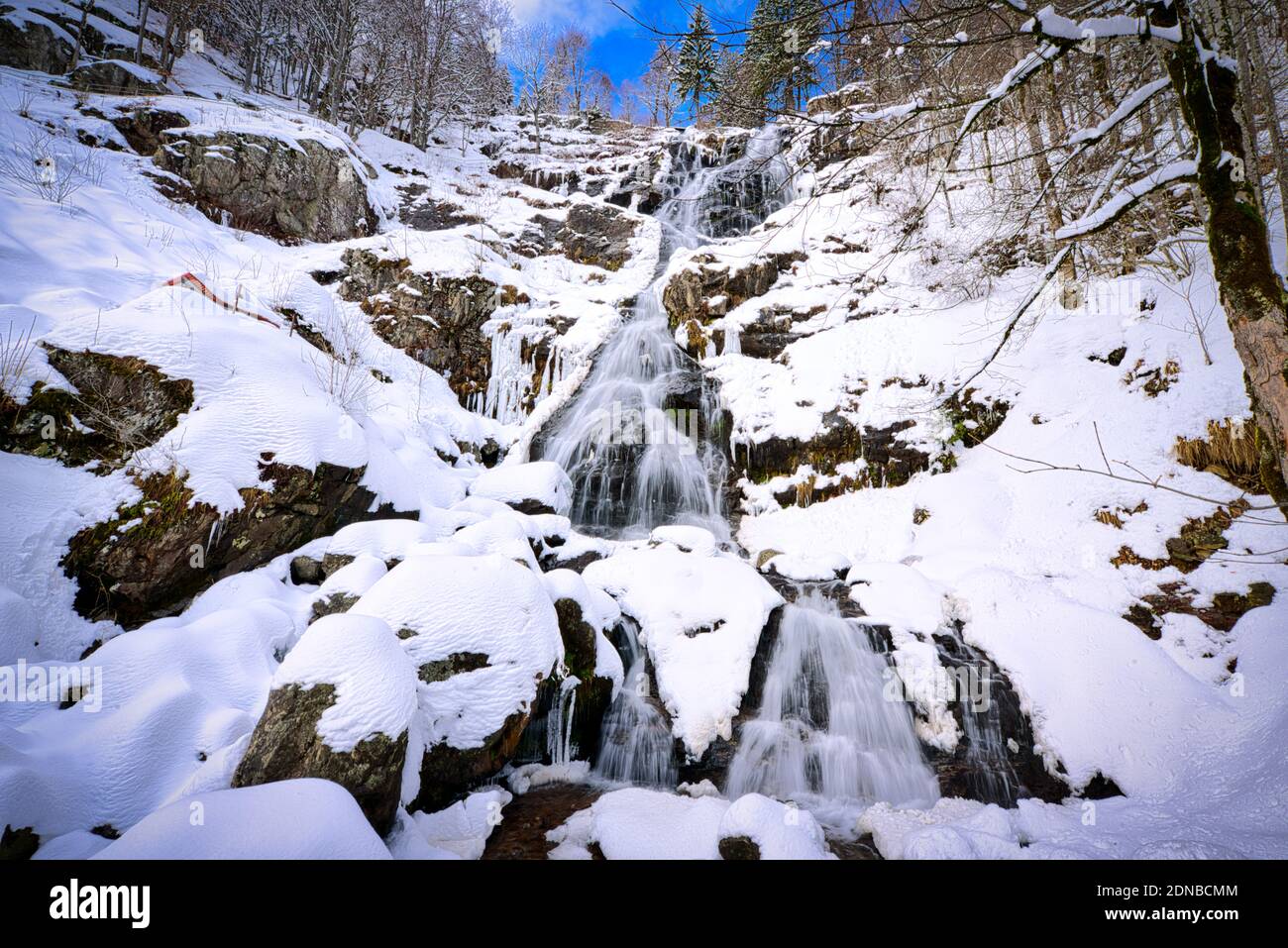 Winter Landscape Snow Waterfall Stock Photo - Alamy