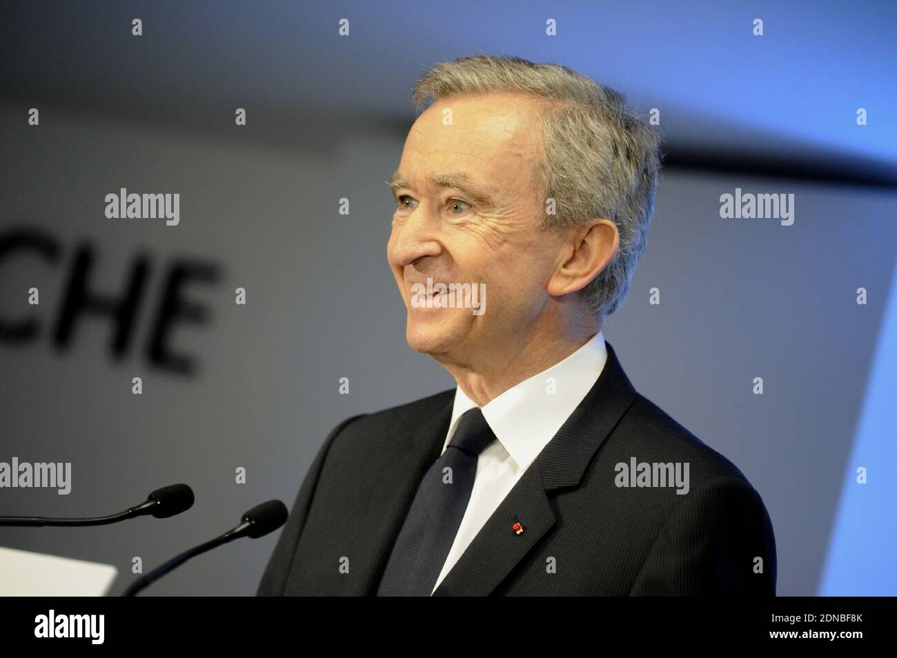 France's Bernard Arnault, Chairman of LVMH group during the visit of ...