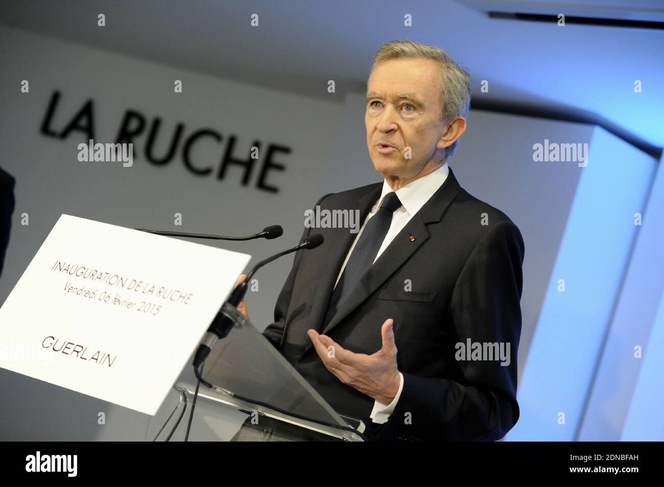 France's Bernard Arnault, Chairman of LVMH group during the visit of ...