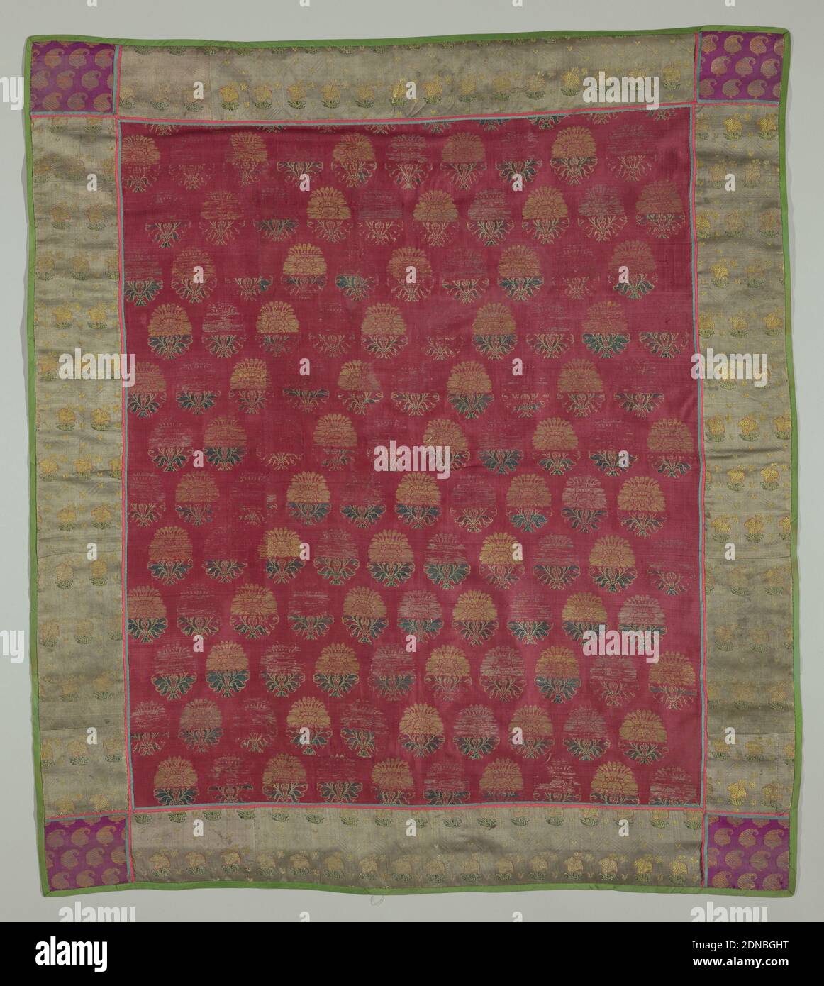 Textile, Medium: silk Technique: plain weave with supplementary weft ...