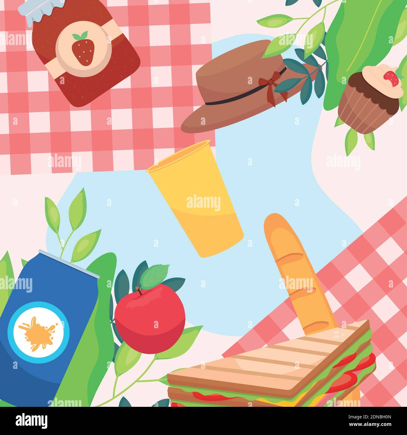picnic food with checkered napkins design, garden nature and hobby ...