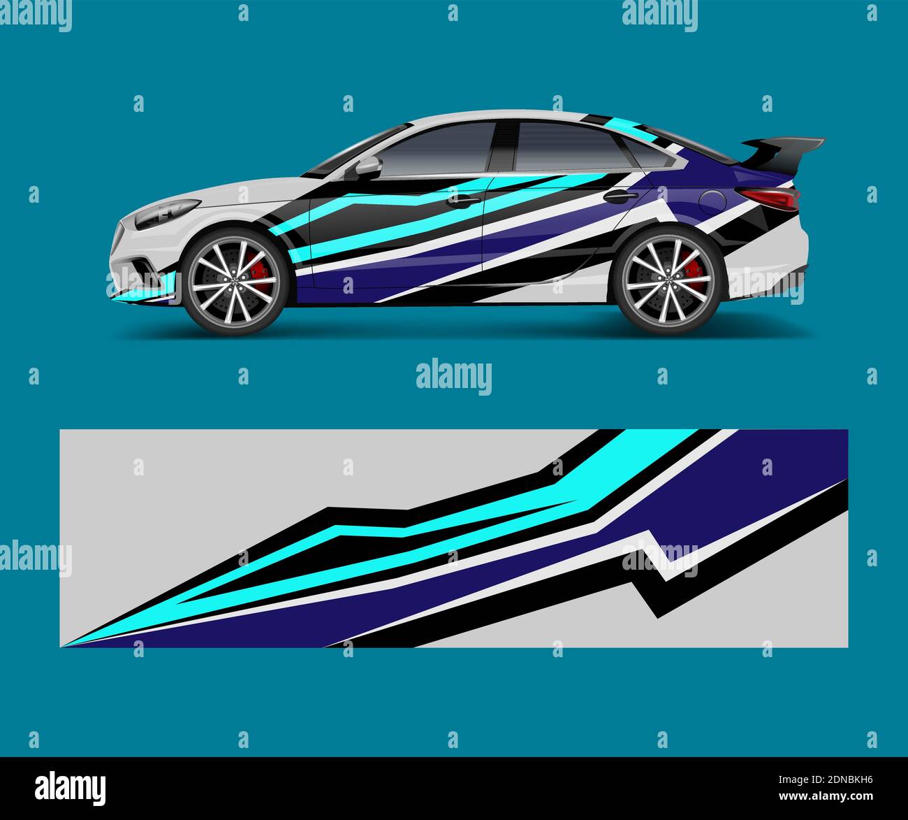 Racing car wrap with abstract stripe shapes for Company. Sport car ...