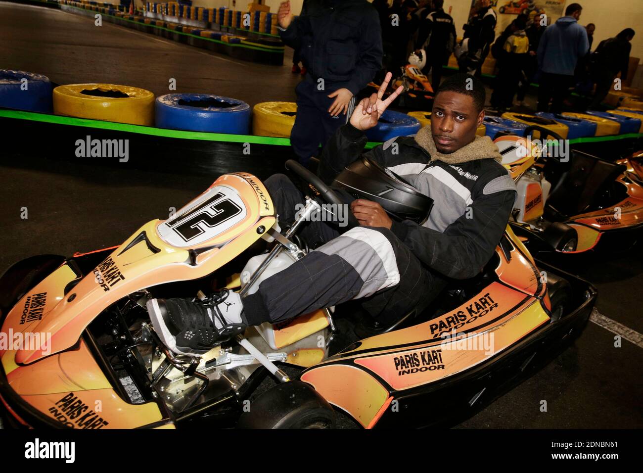 Jessy Matador attending The Karting race 'Une Course pour la Vie' to ...