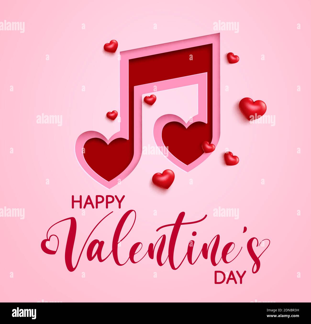 Valentine's music note vector banner background. Happy valentine's day ...