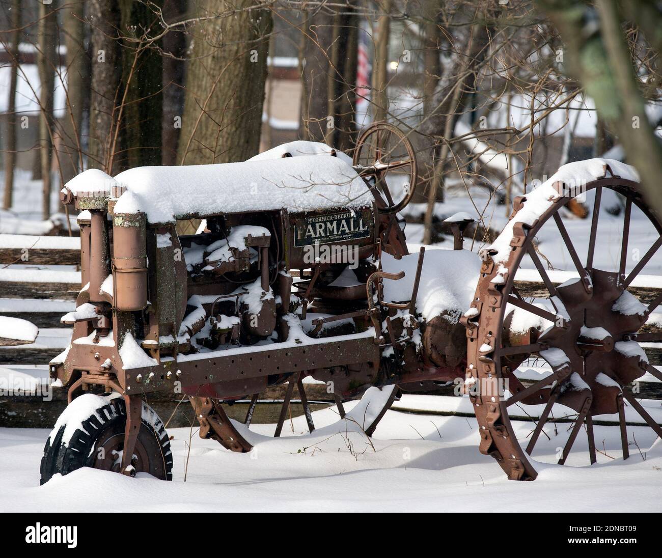 Vintage tractors covered with snow Stock Photo - Alamy